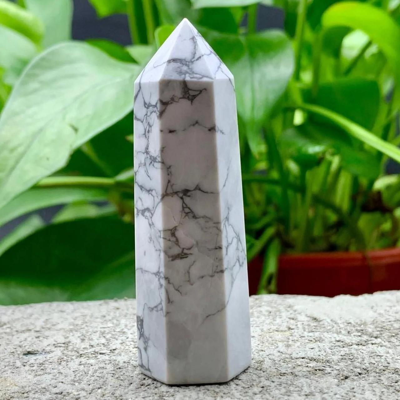 Howlite Crystal Tower 49g genuine polished tower... - Depop