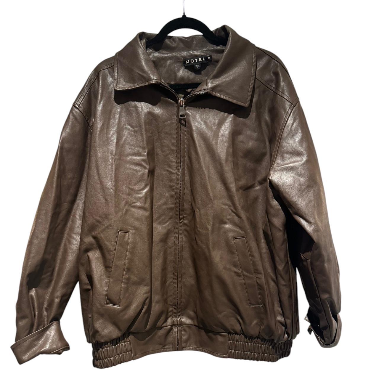 Motel rocks faux leather jacket Brown Great... - Depop