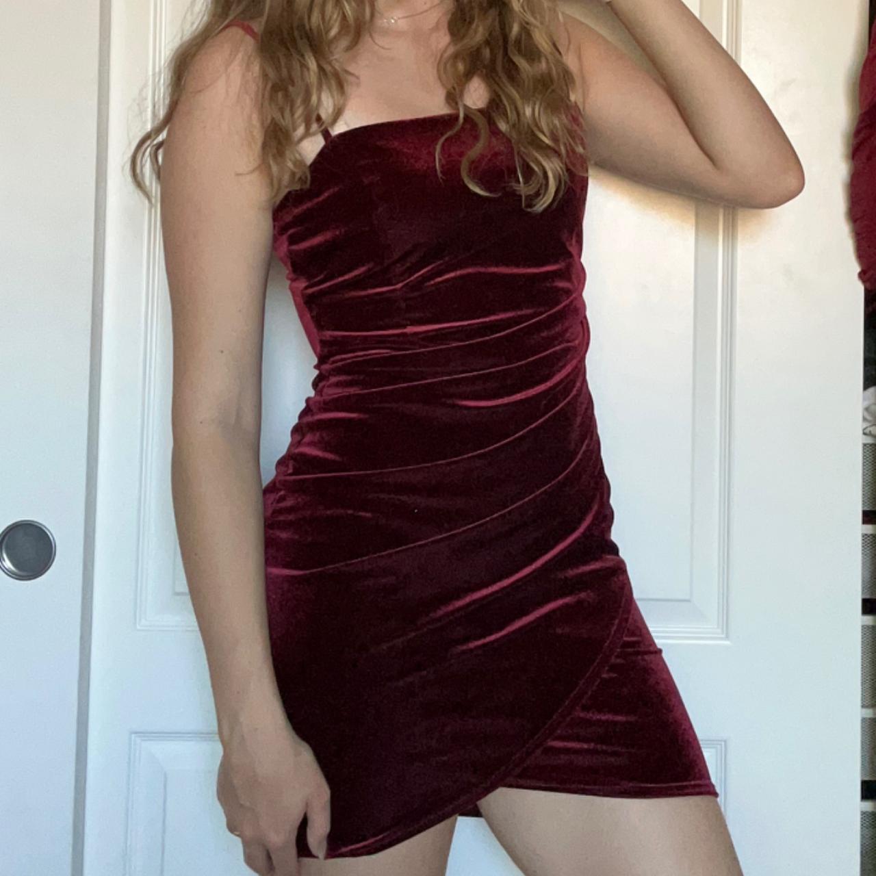 Red Velvet Wrap Mini Dress | Depop