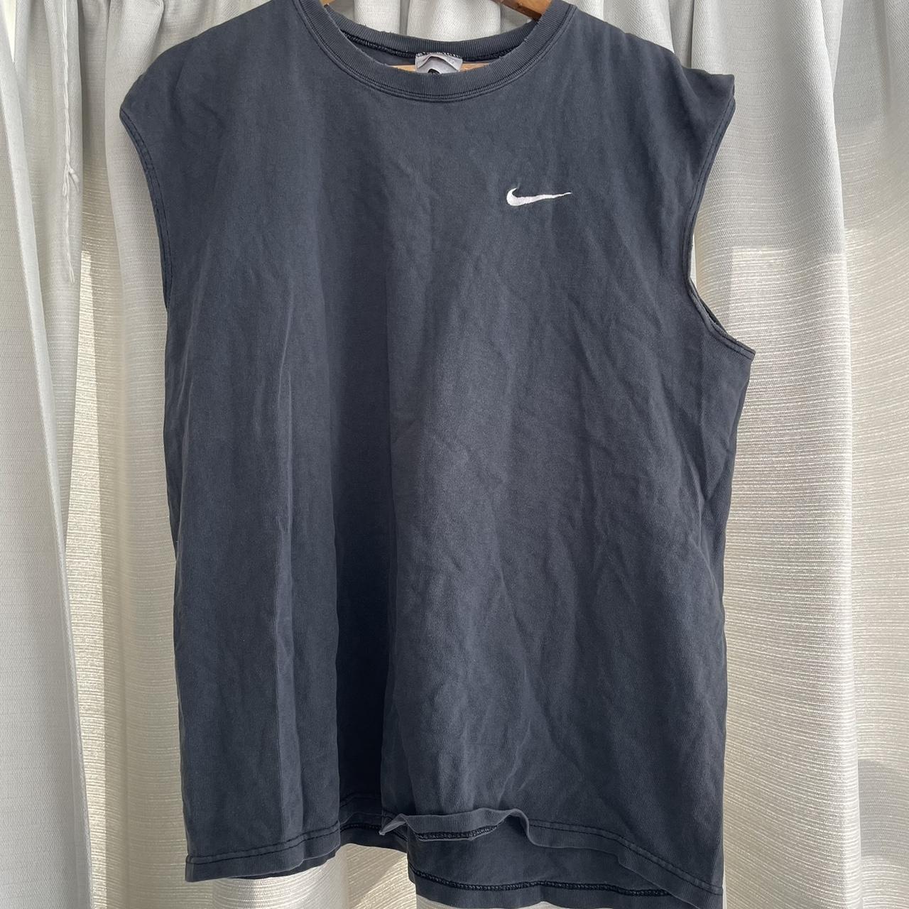 Vintage Nike muscle tee in faded black. Super sick... - Depop