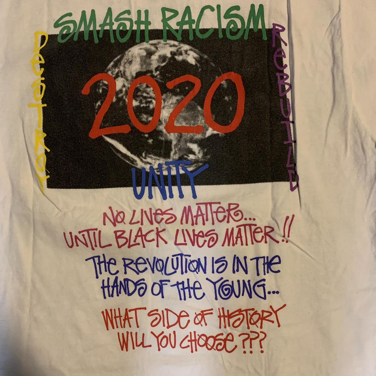 Stussy smash racism t-shirt size L great... - Depop
