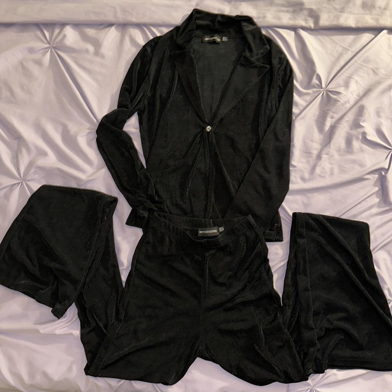 PLT black slinky material two-piece set w/... - Depop