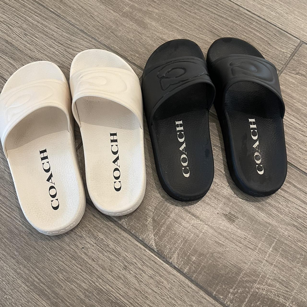 Coach slides Black and cream pair - Depop