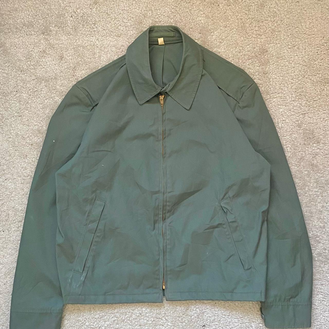 vintage mechanic work jacket made in usa has a... - Depop