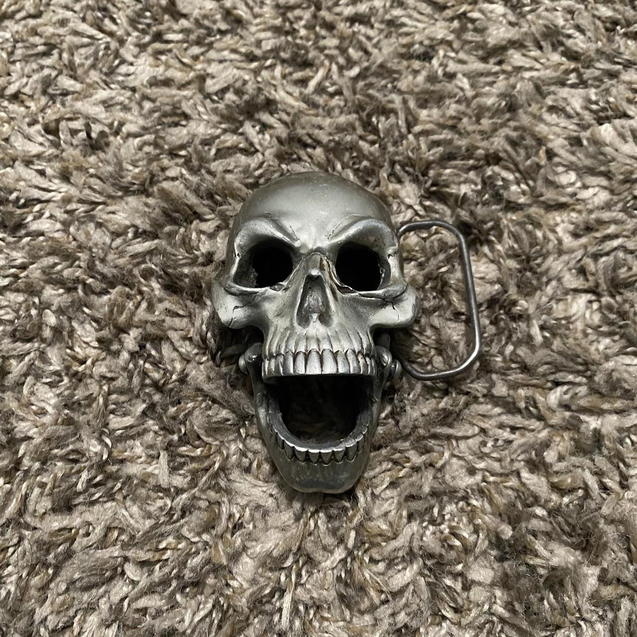 Crazy Skull belt buckle heavy asf Mouth opens and... - Depop