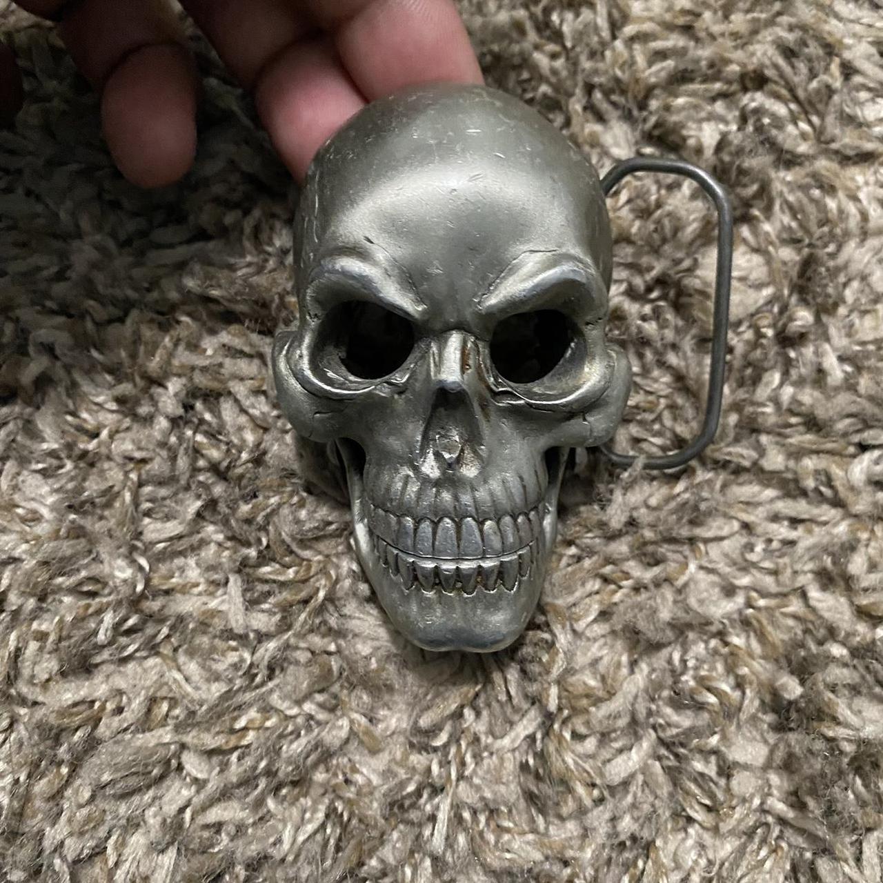 Crazy Skull belt buckle heavy asf Mouth opens and... - Depop