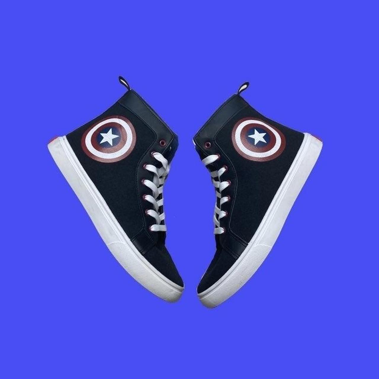 Marvel Captain America Hi Top Sneakers Black canvas... - Depop