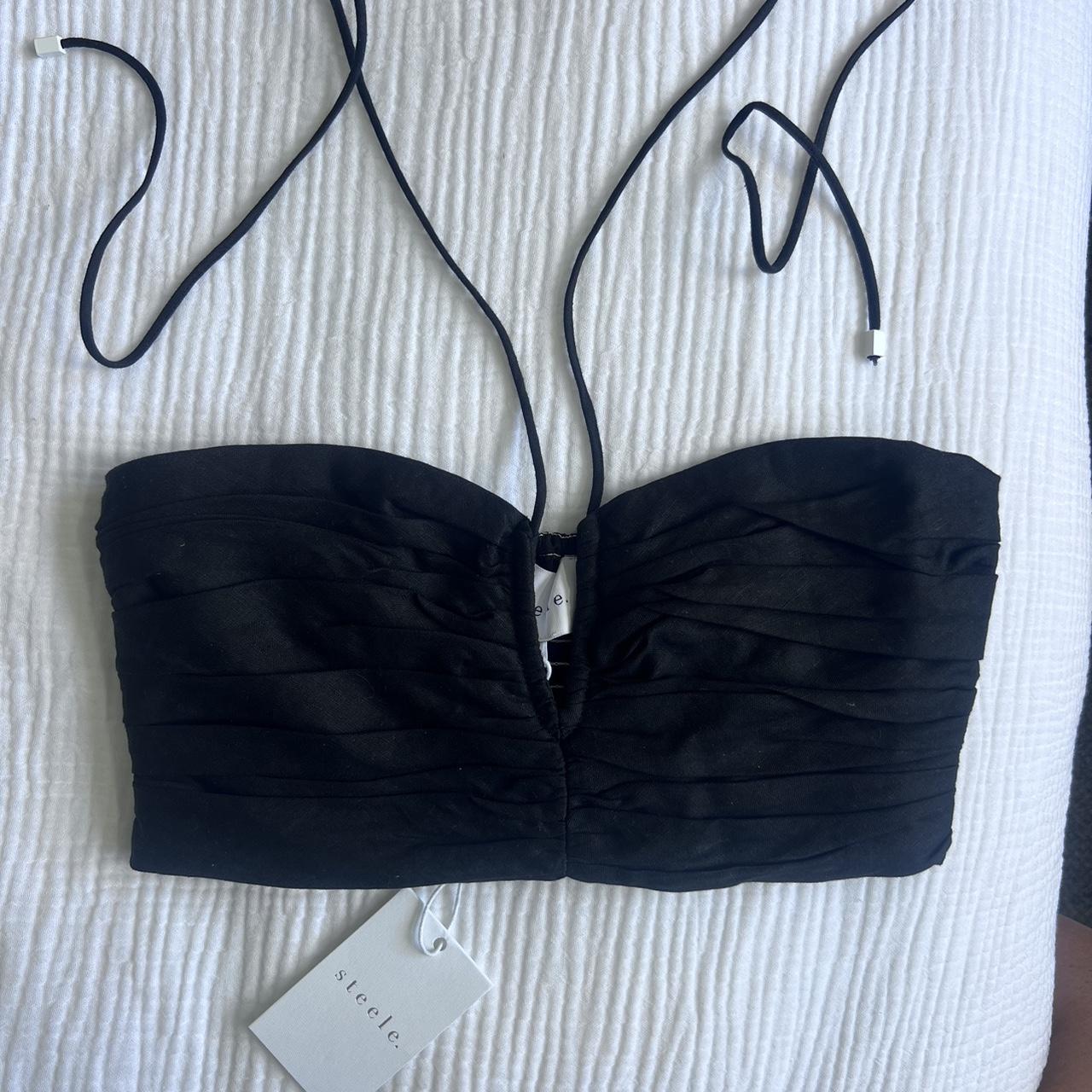 Steele Peta Crop Medium Elastic ruched back, tie... - Depop