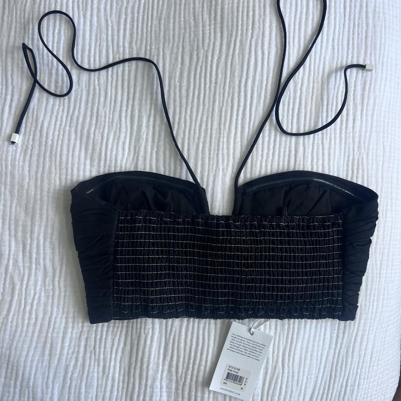 Steele Peta Crop Medium Elastic ruched back, tie... - Depop