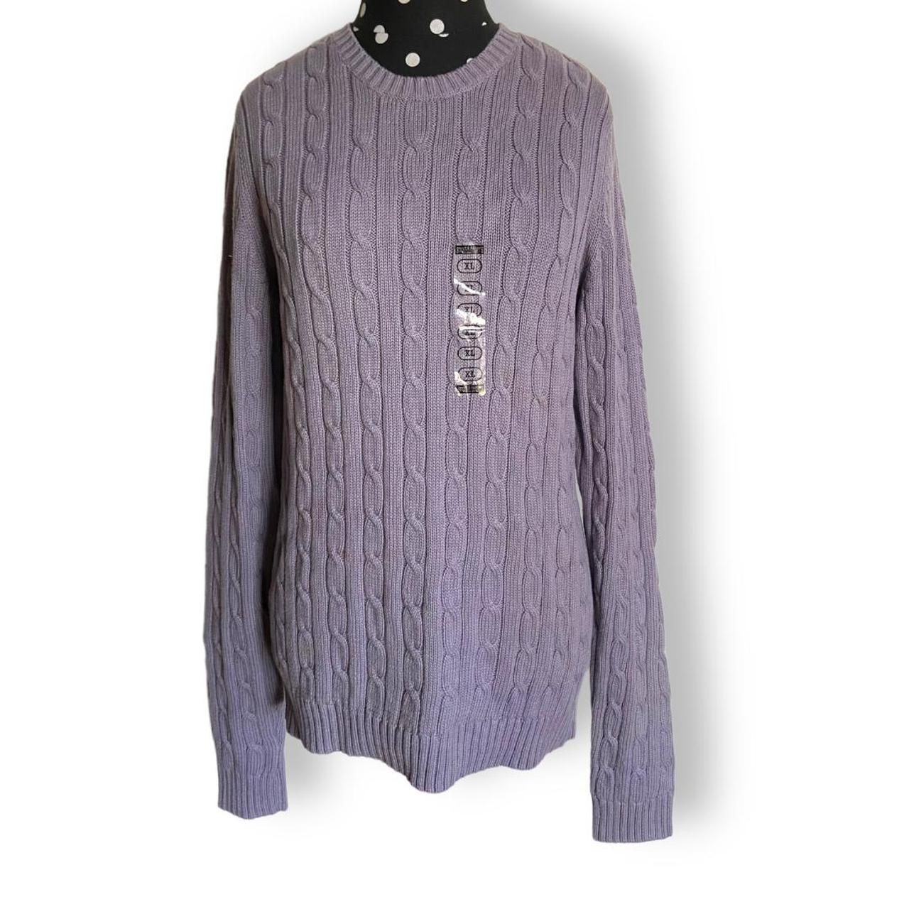 Steve & Barry's Lavender Cableknit Sweater 100%... - Depop