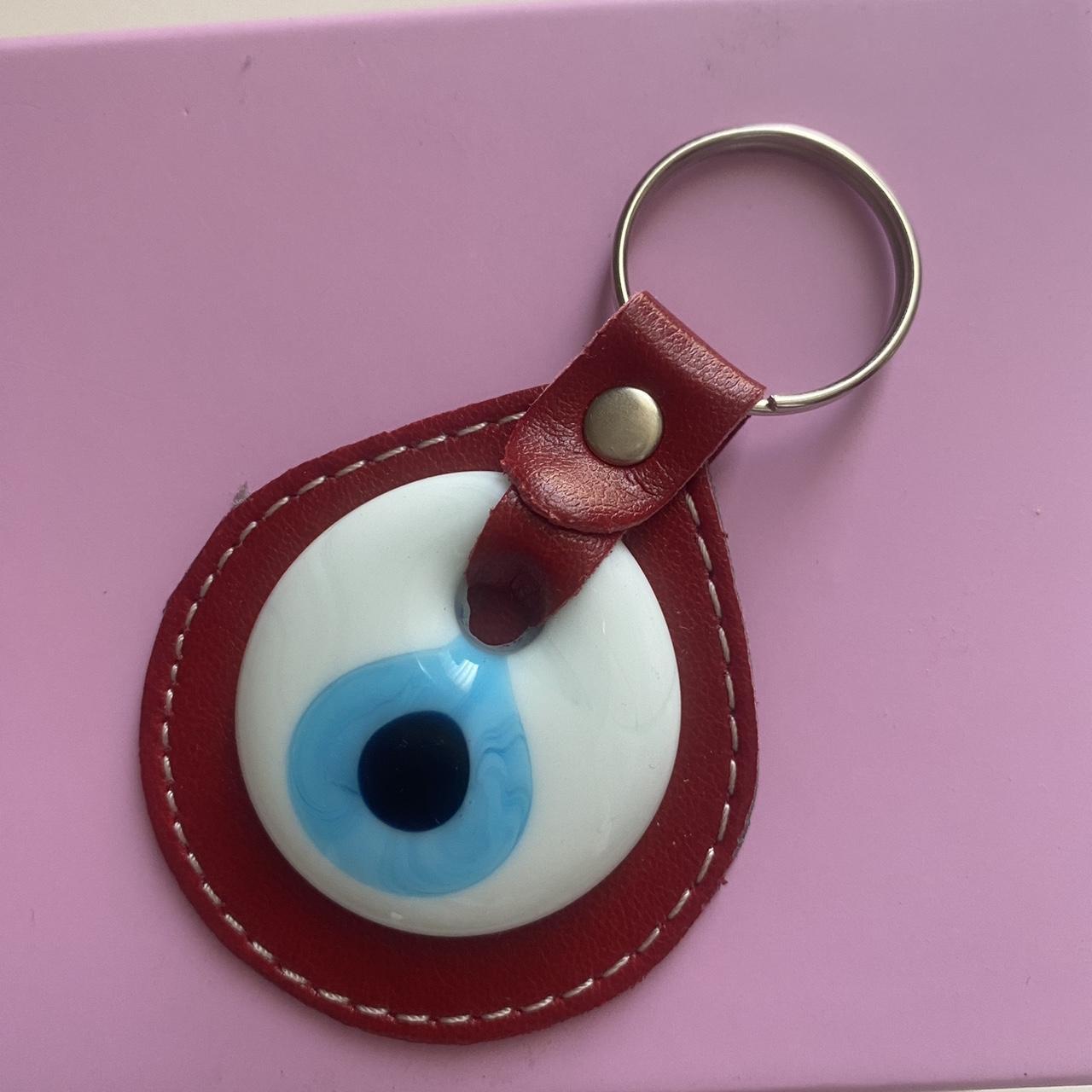 Super cute Greek eye keychain with red leather ️ - Depop
