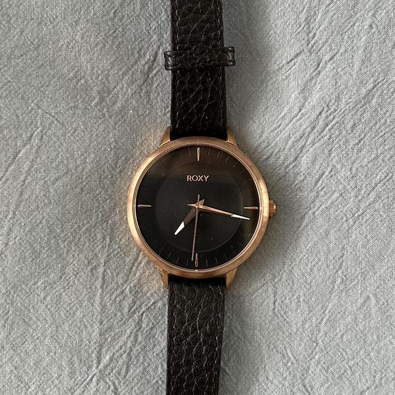 ROXY WATCH | Rose Gold, Black Leather Band Almost... - Depop