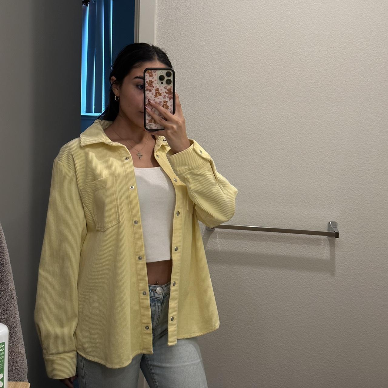 Yellow corduroy shacket! Super cute color and very... - Depop