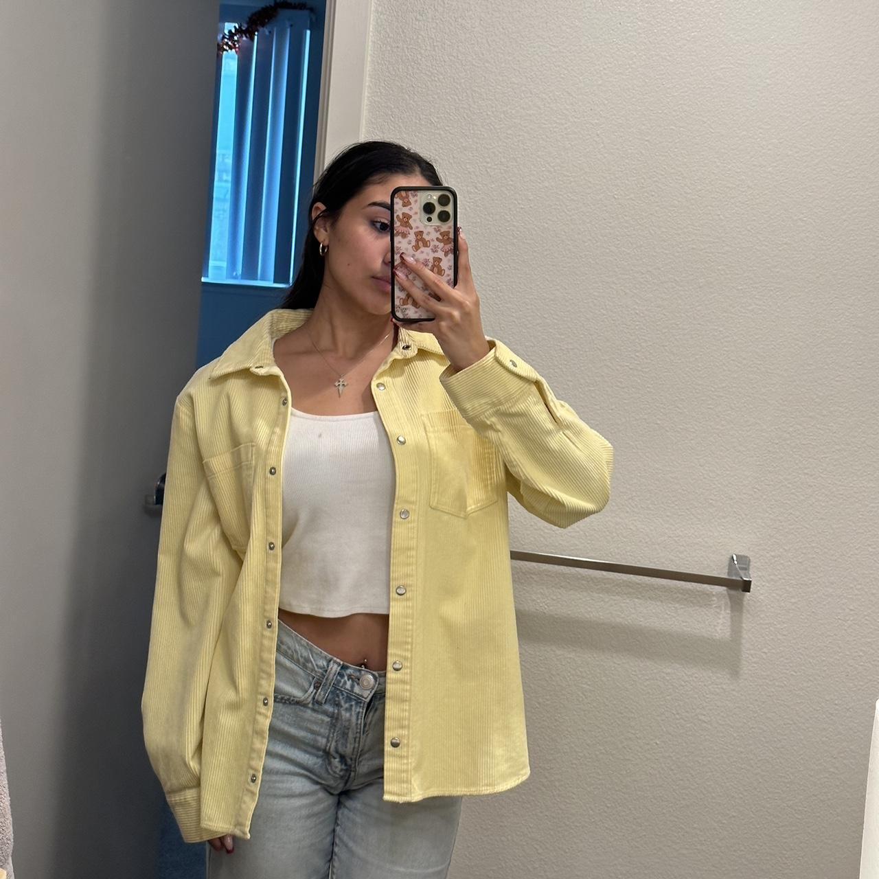 Yellow corduroy shacket! Super cute color and very... - Depop