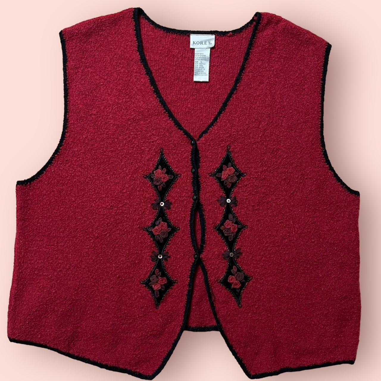 Vintage Koret Rose Embroidered Vest Description:... - Depop