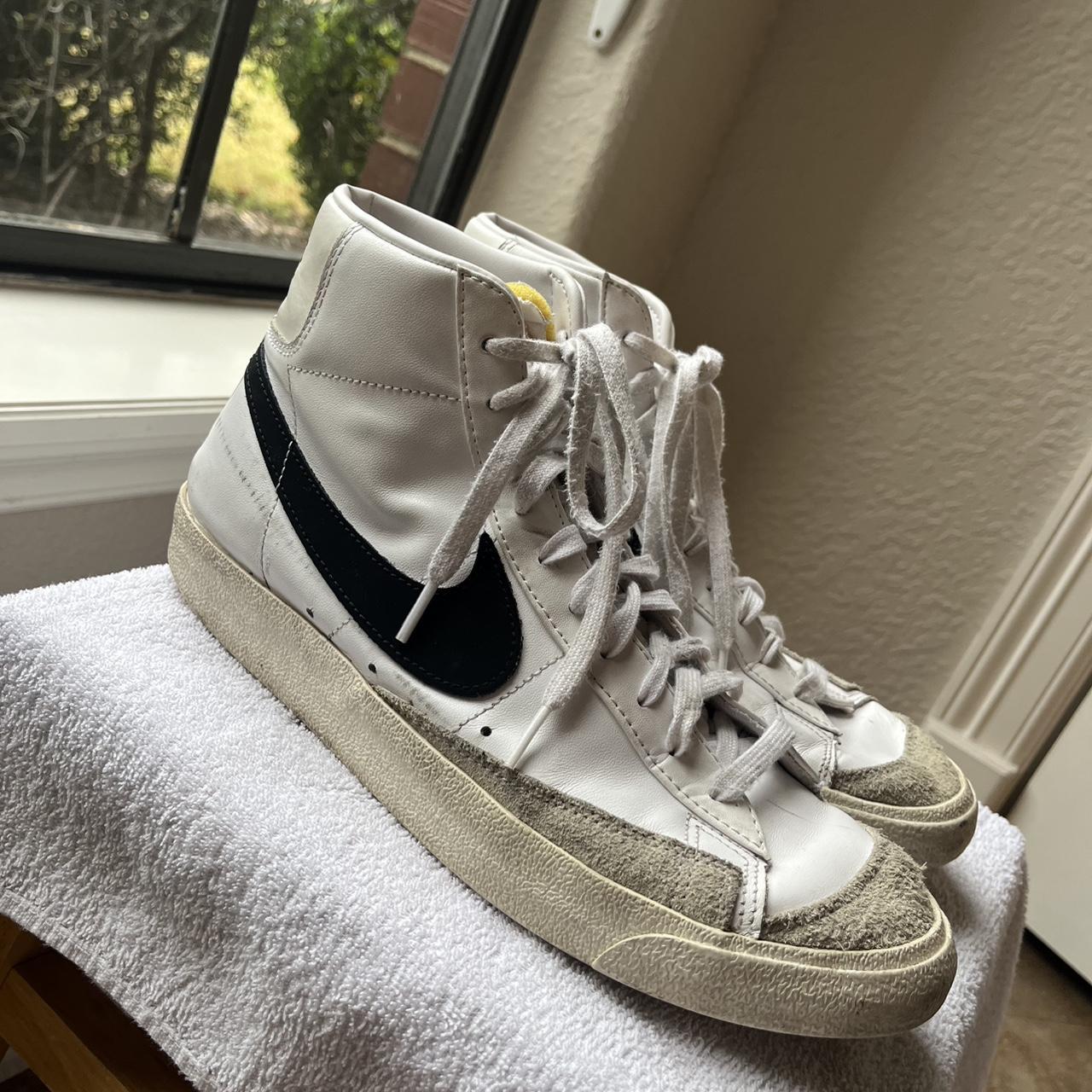 Nike Blazers High Top White and Black - Size 10 -... | Depop