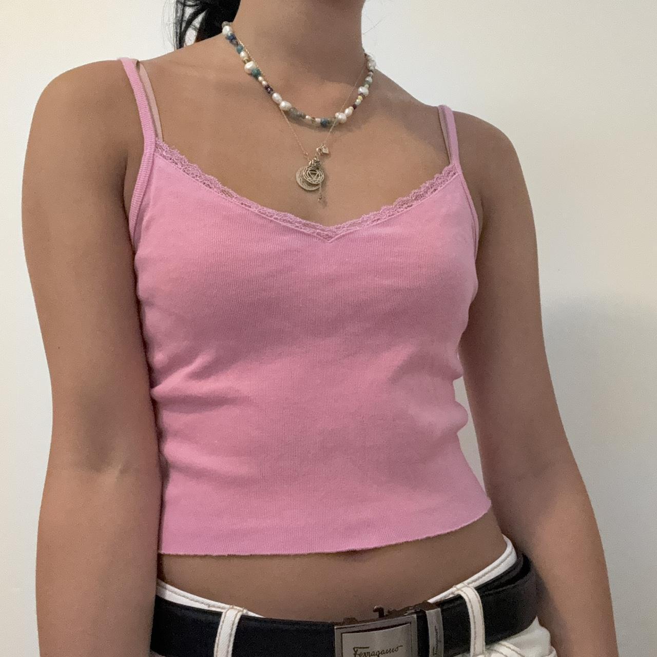 Pink lace tank from Brandy Melville 🎀🩷 Labelled as... - Depop