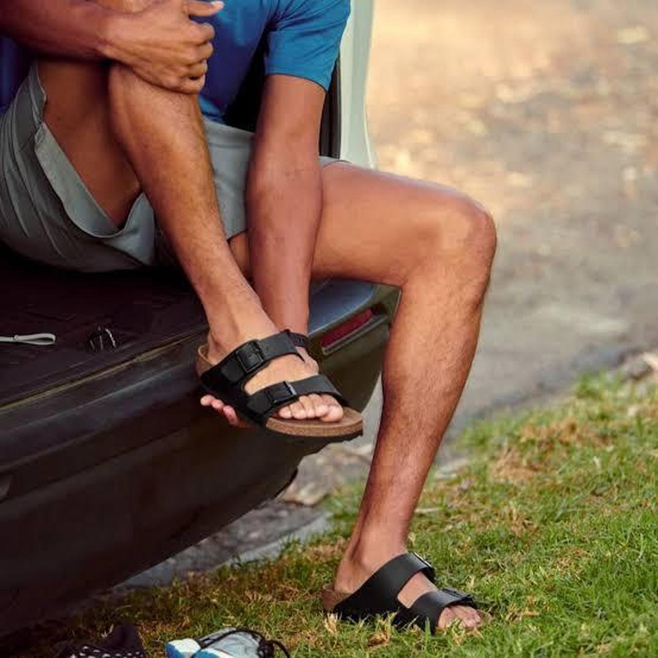 Never worn mens black Birkenstocks - Depop
