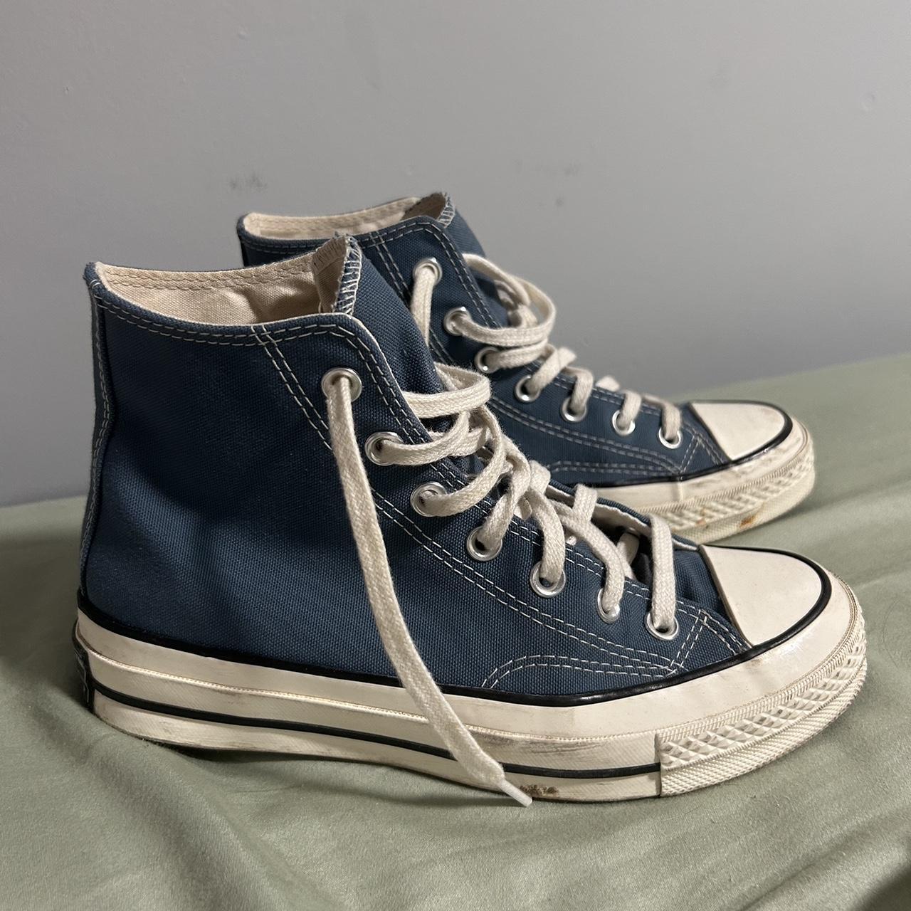 high top converse in deep waters - worn a few... - Depop