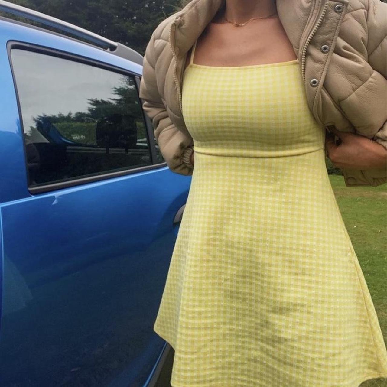 Yellow summer Cheq dress H&M Wore once no issues... | Depop
