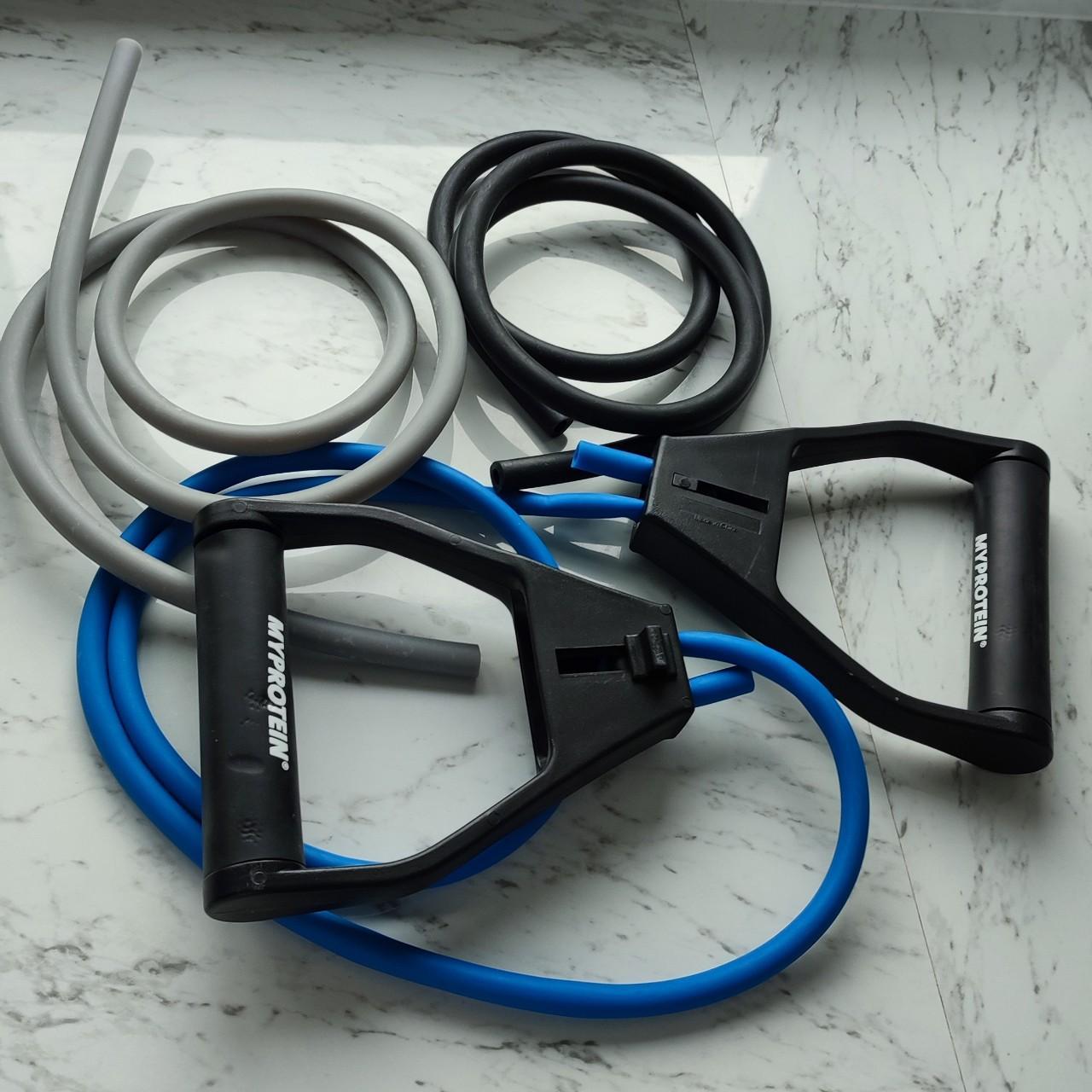 My protein resistance bands X3 strengths Used once... - Depop