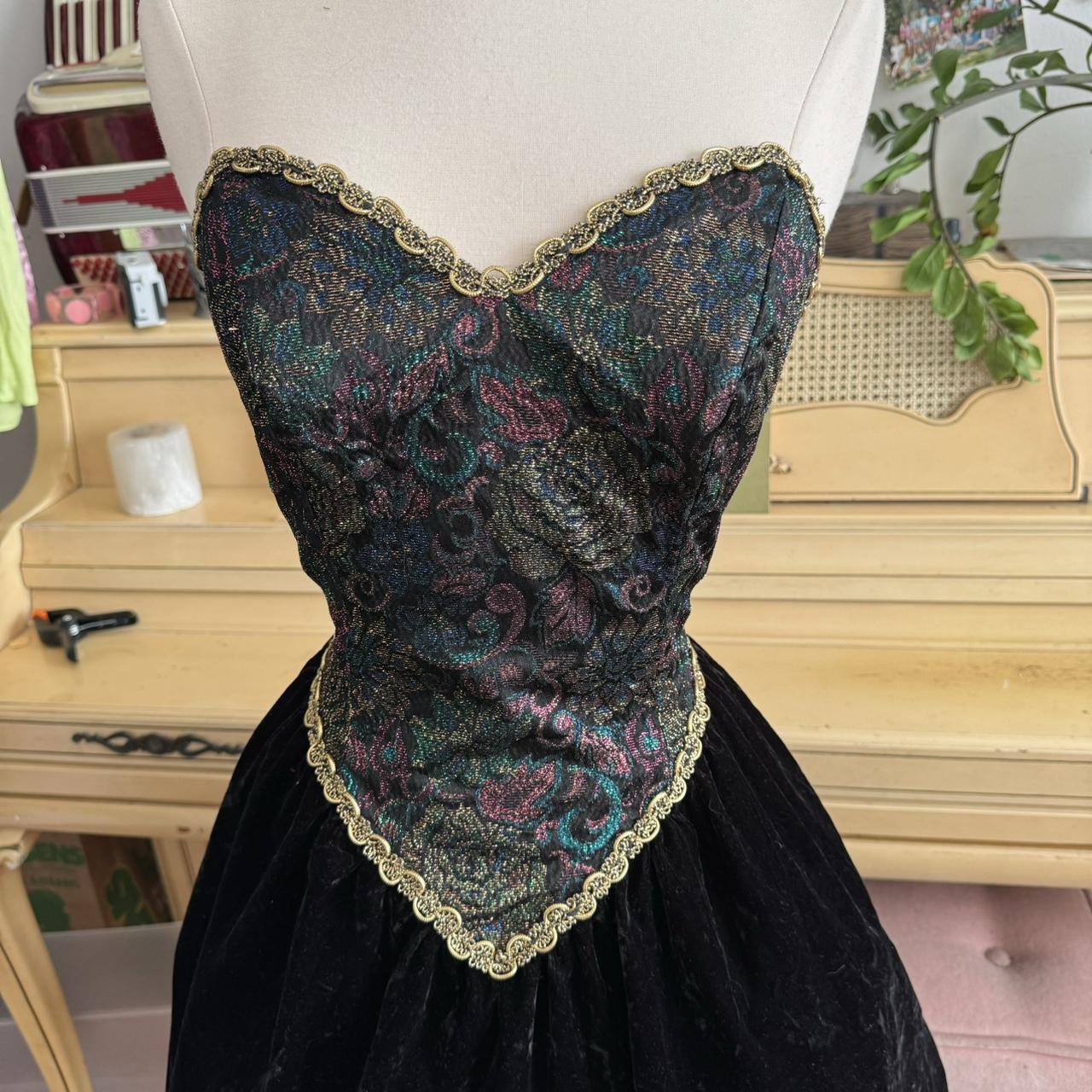 Handmade vintage 80’s goth prom dress with floral... - Depop