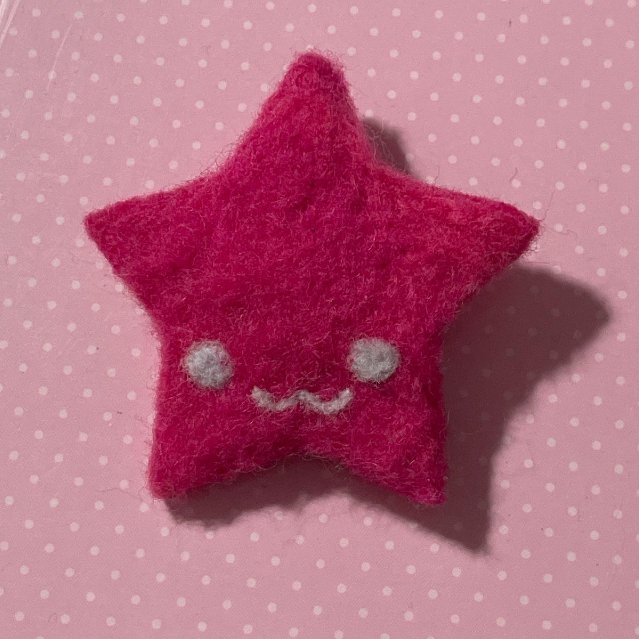 hot pink needle felted star brooch handmade with... - Depop