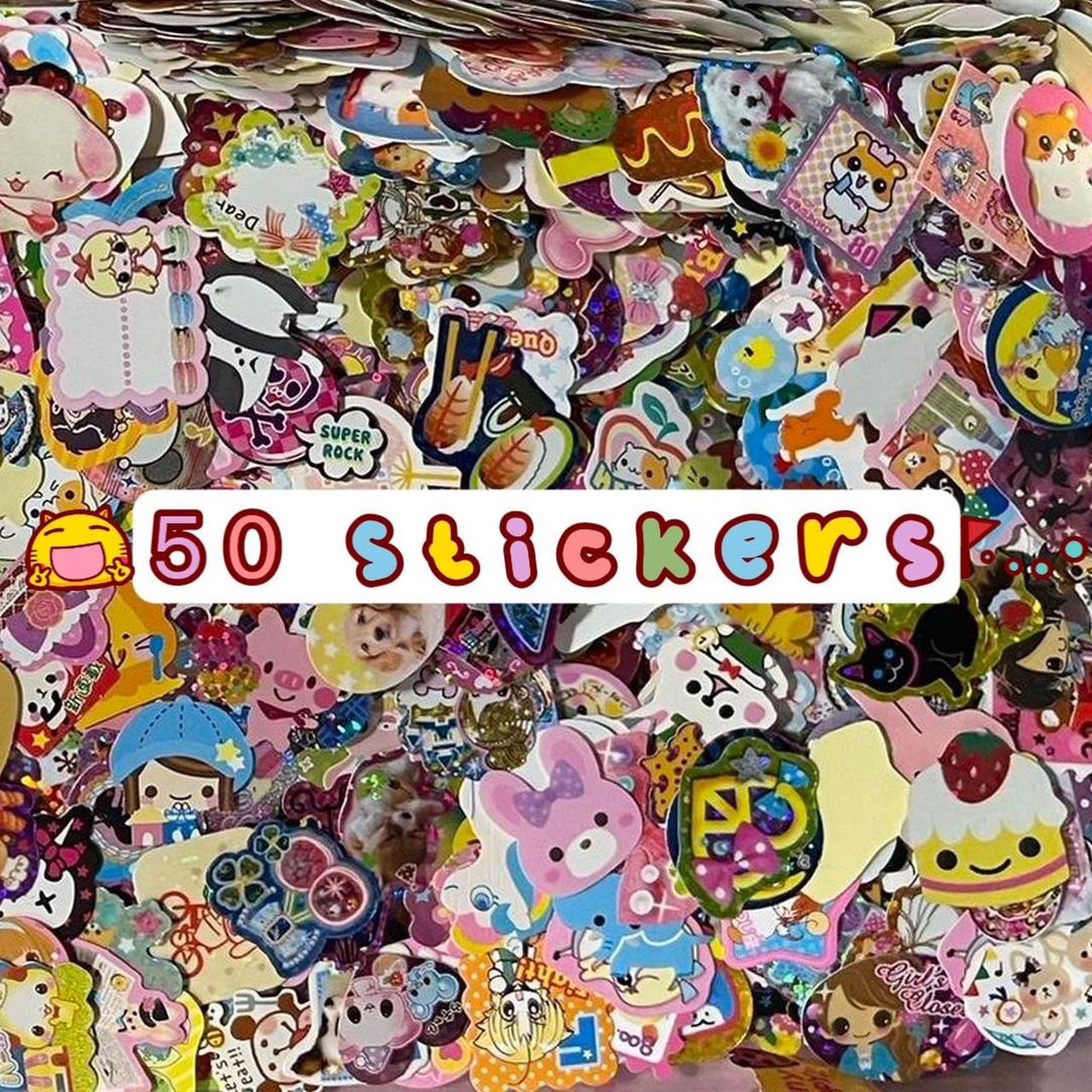 a bundle of 50 random kawaii stickers 🧸 45 flakes 5... - Depop