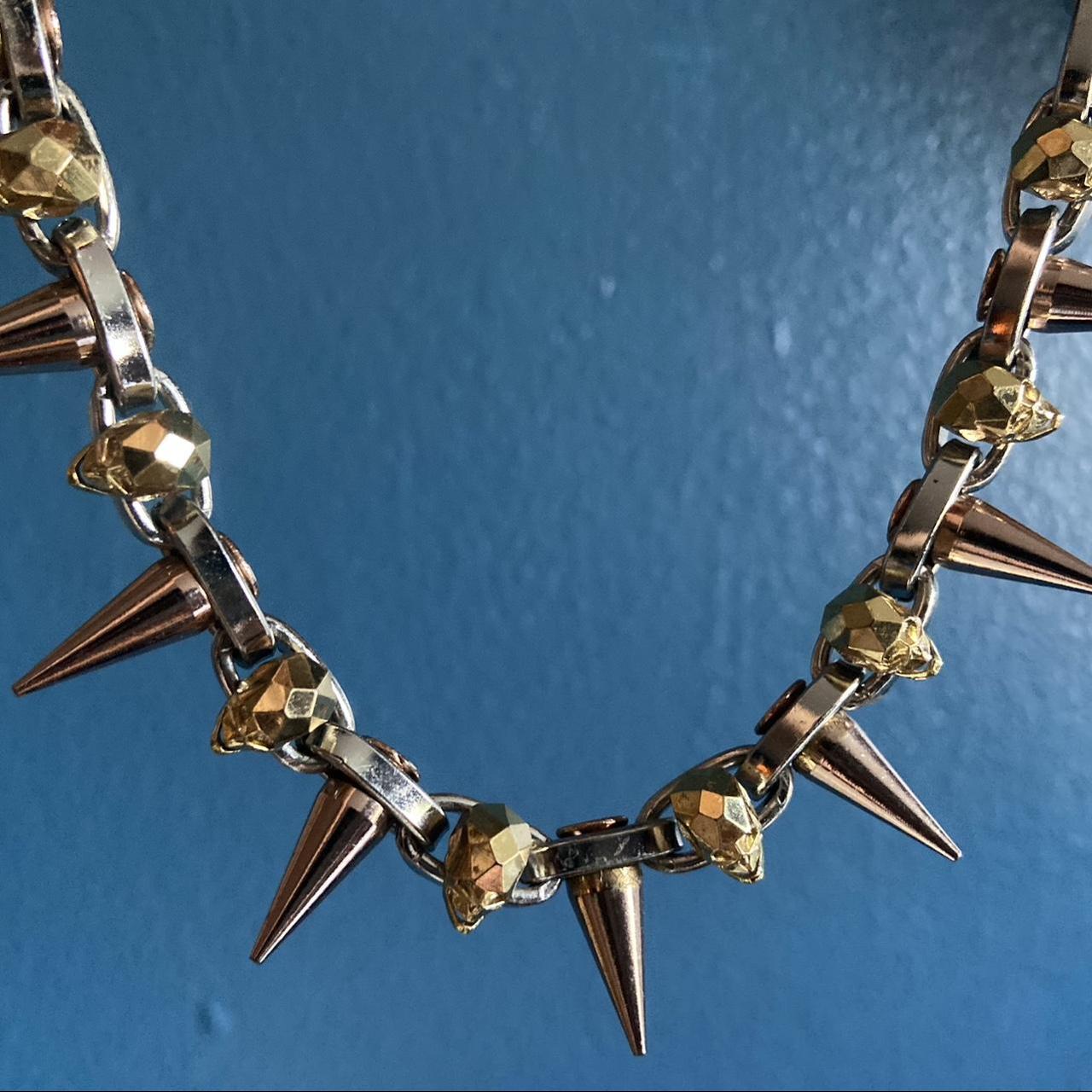 Joomi Lim Double Row Spike Necklace Rhodium chain,... - Depop