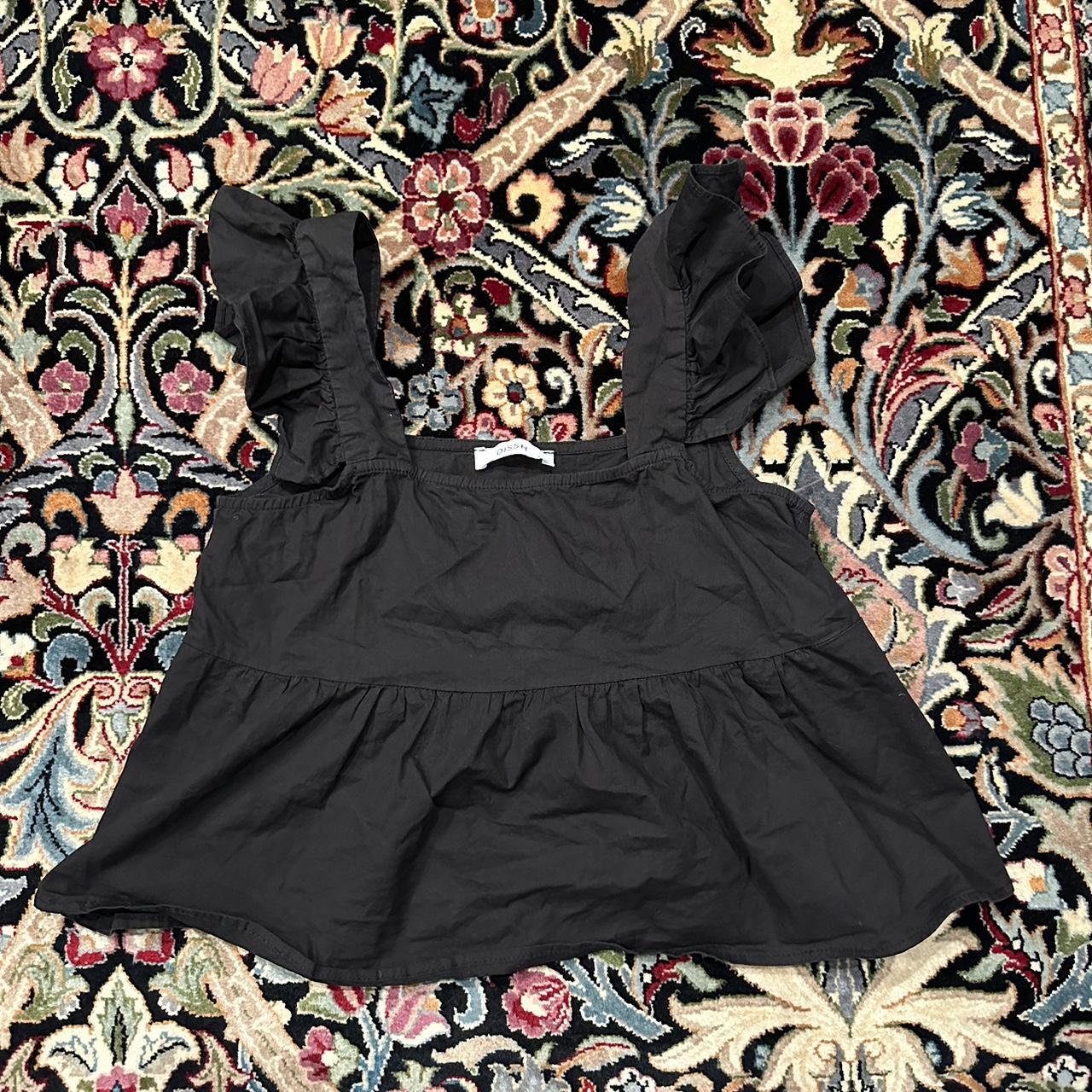 Dissh top -black ruffle top -size au6 like us2 or xs - Depop