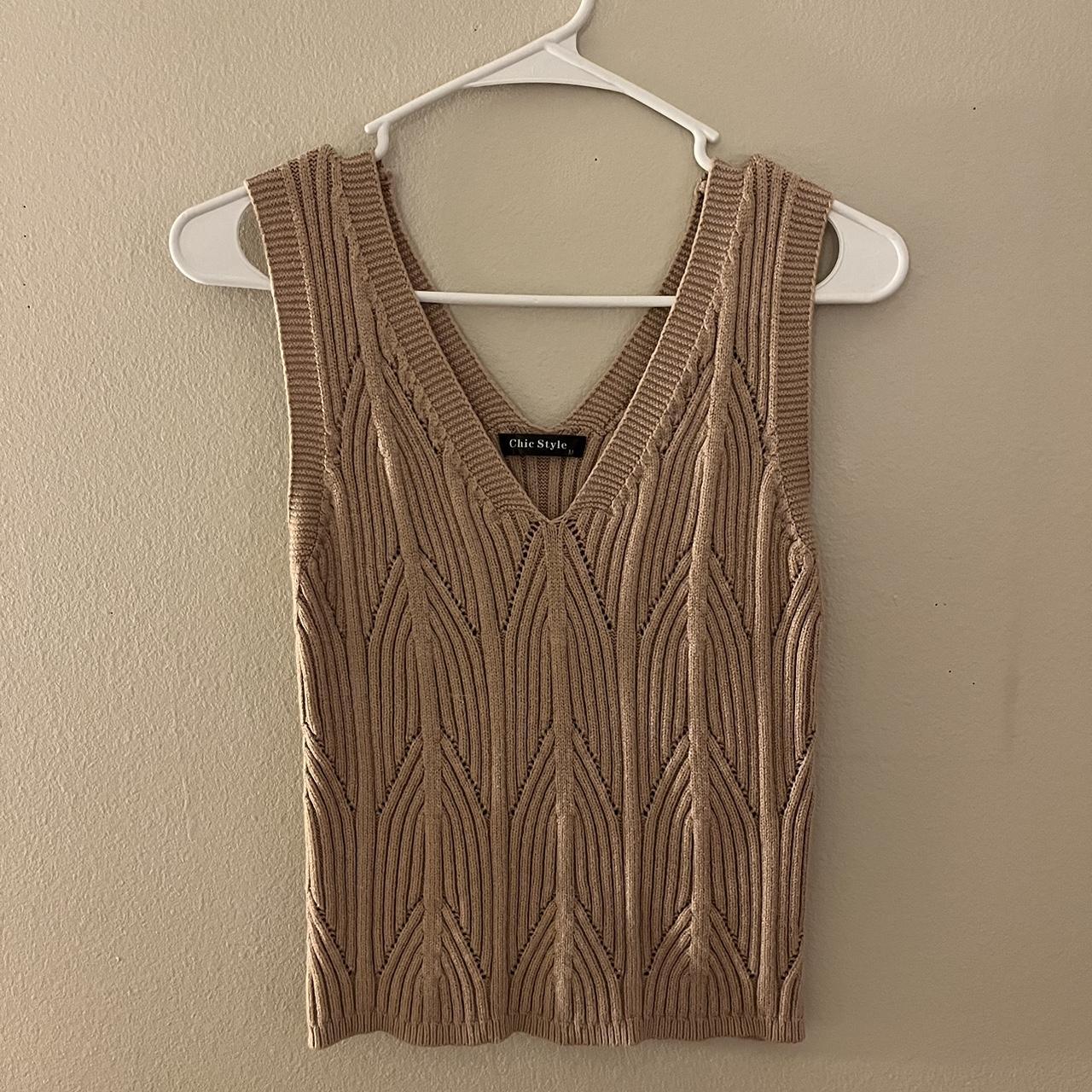 tan knit sweater tank - Depop