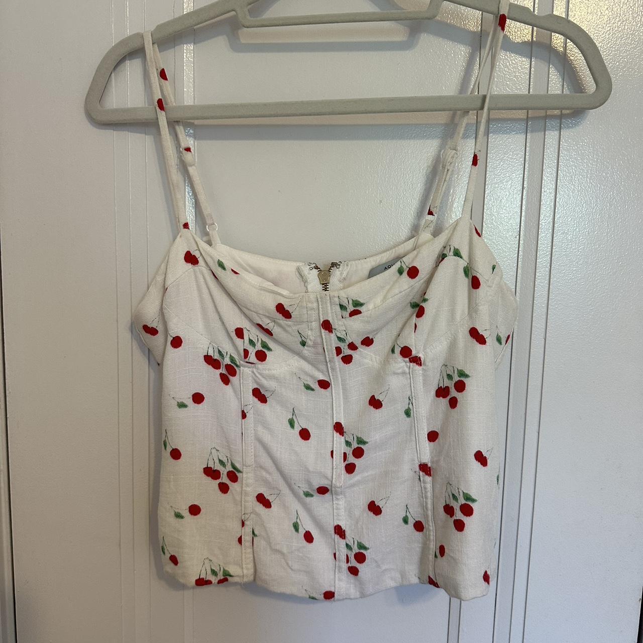 Aqus Brand Cherry Print Bustier Top 🍒 #Aqua | Depop