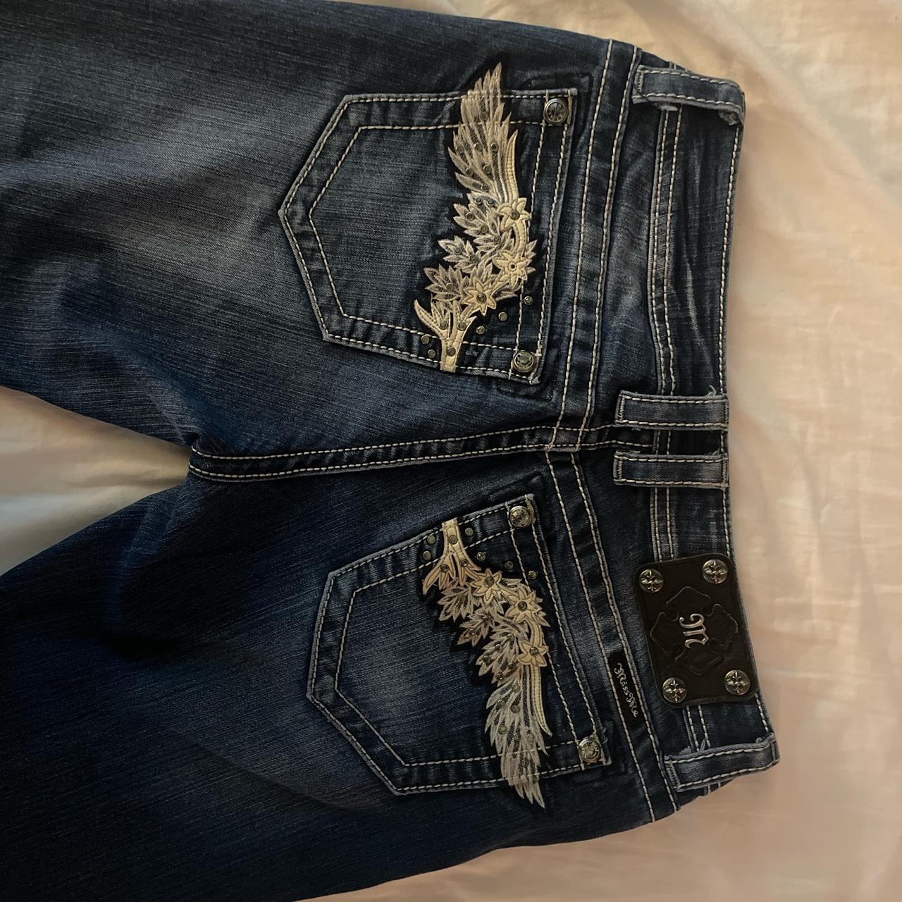 super cute dark wash miss me jeans, looks good with... - Depop
