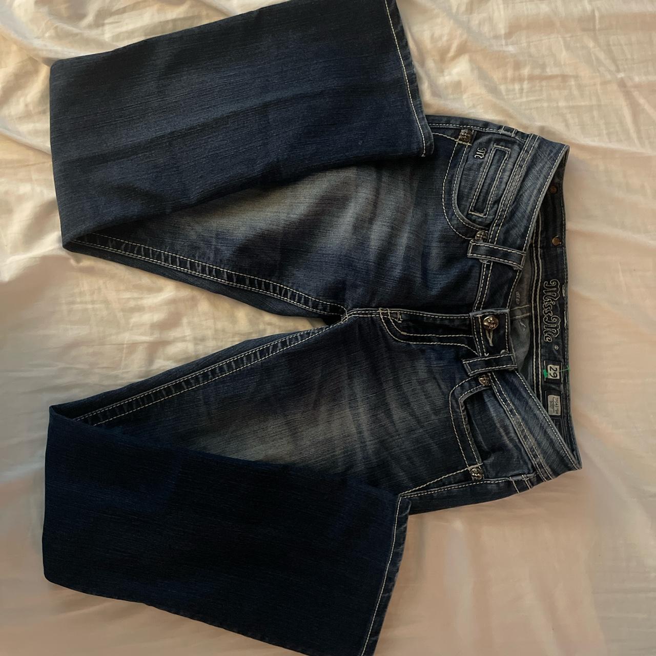 super cute dark wash miss me jeans, looks good with... - Depop