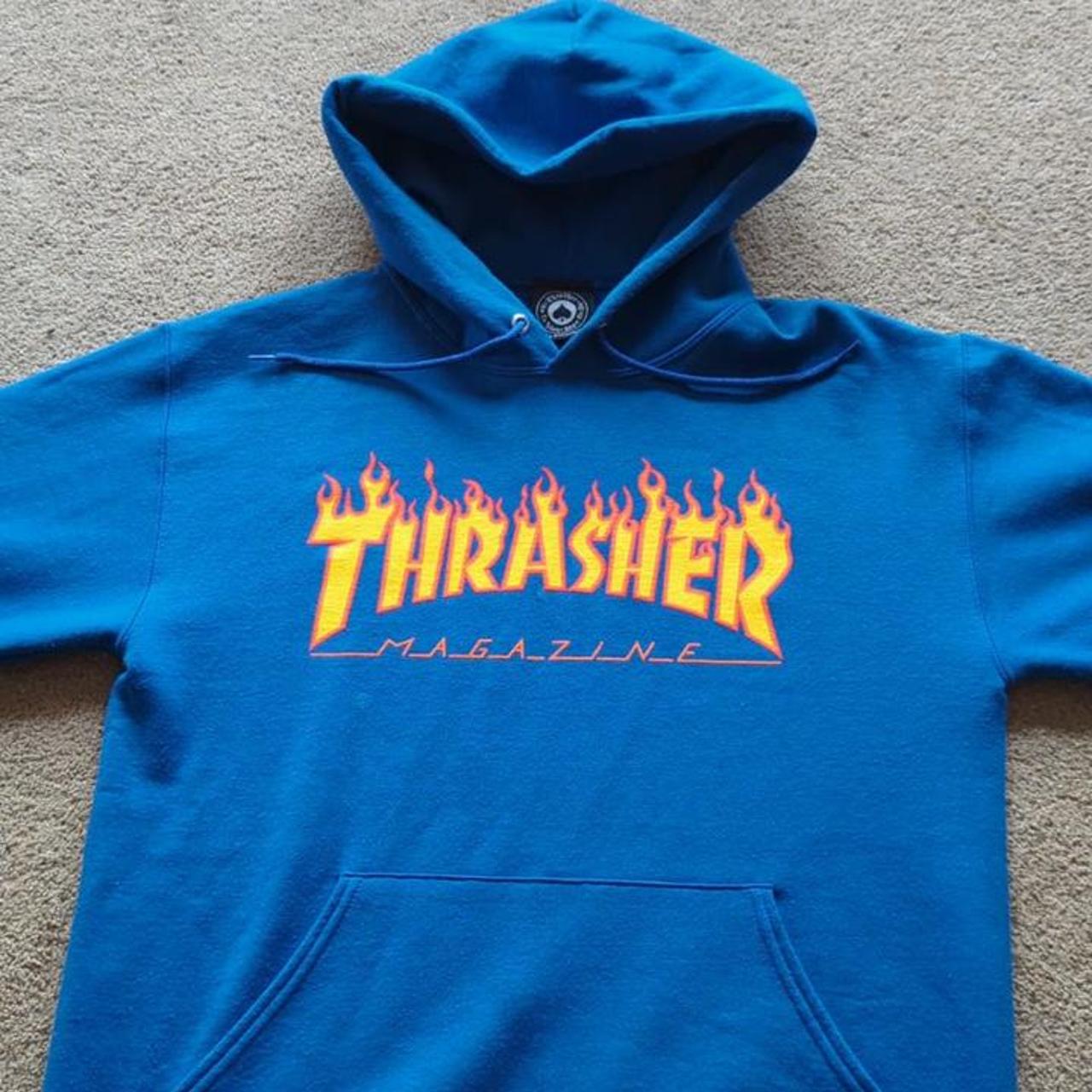Thrasher hoodie in blue- size S - Depop