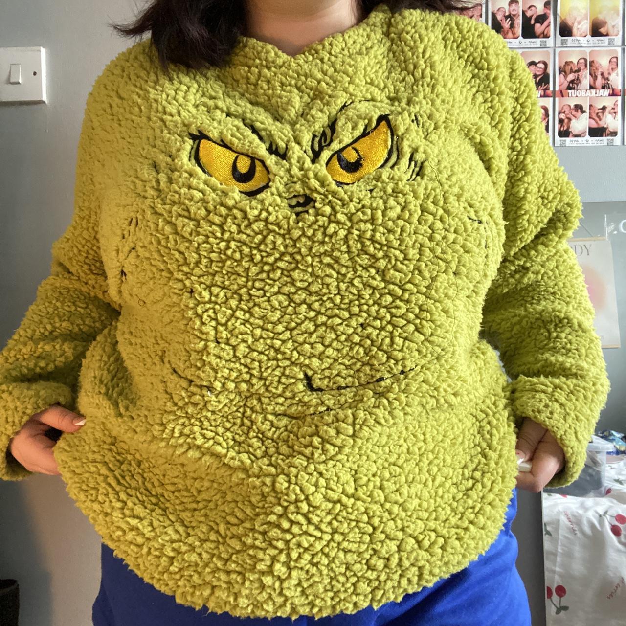 grinch fluffy jumper💚 hardly been worn so excellent... - Depop