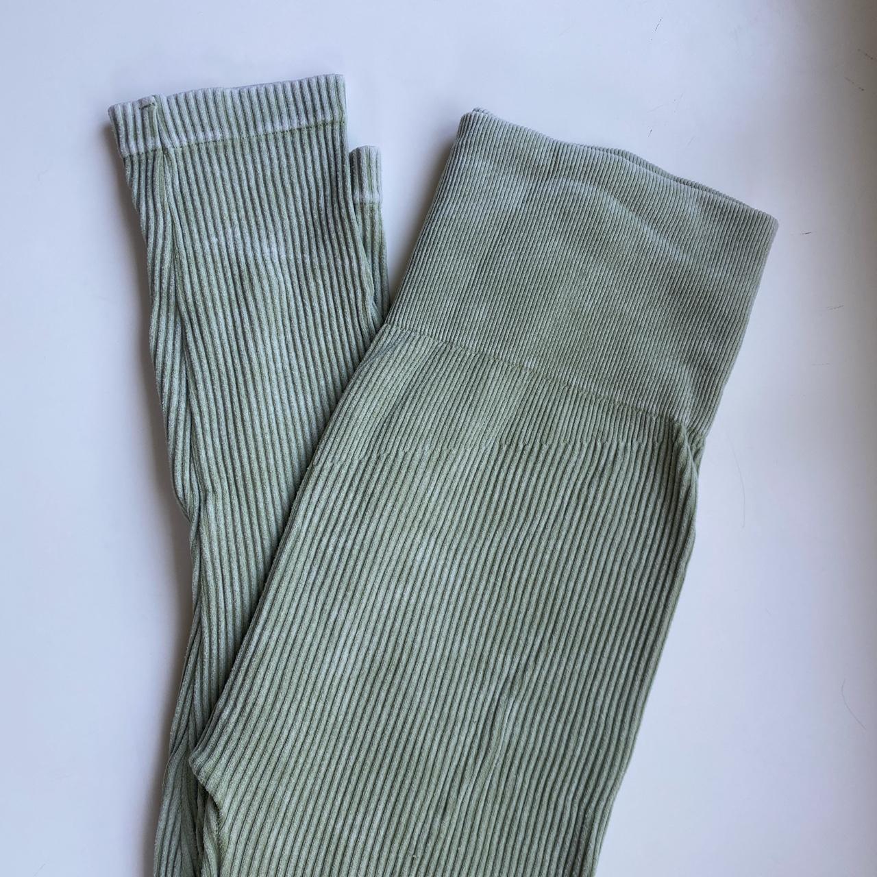 Light green ribbed leggings Size Medium/Large Soft - Depop