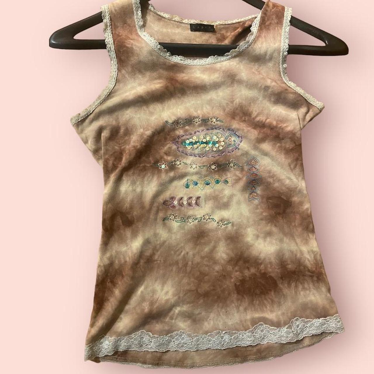 Summertime hippy tye dye tank with lace and beads.... - Depop