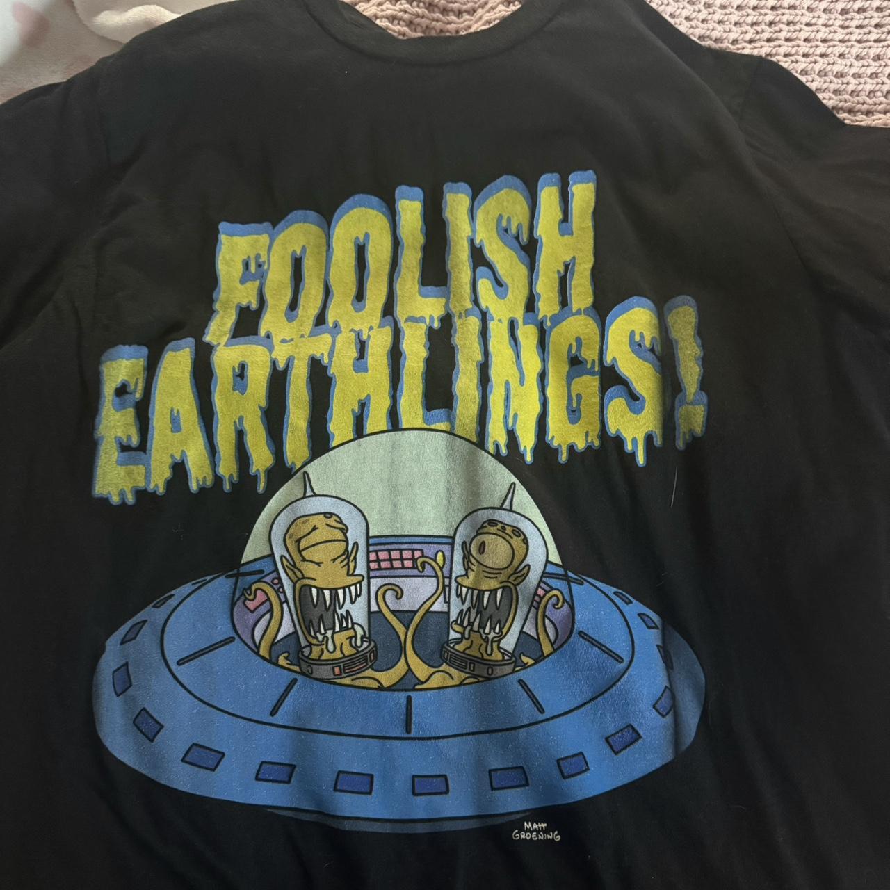 Black and blue Simpsons Foolish Earthlings tee... - Depop
