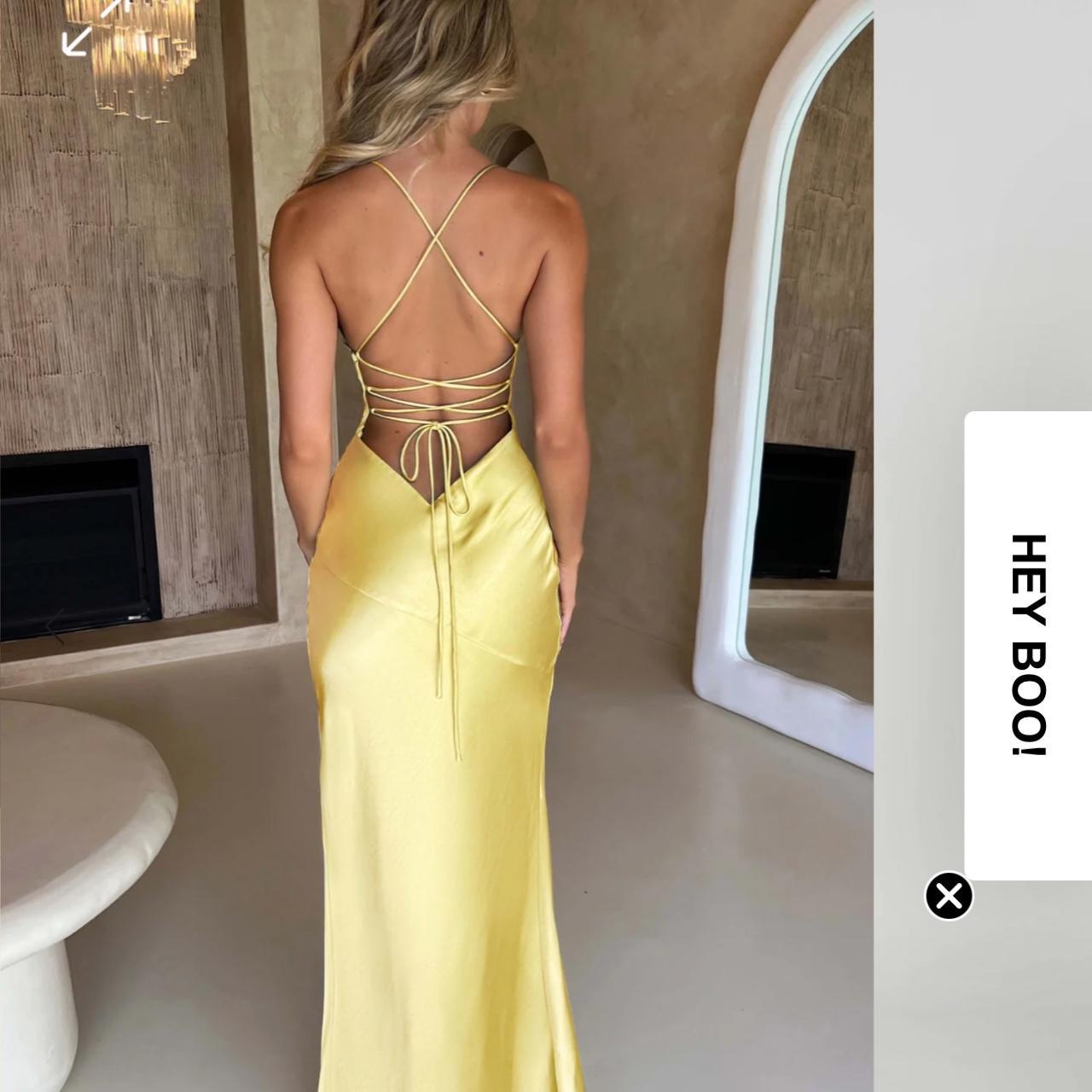 babyboo yellow prom dress thinking about selling,... - Depop