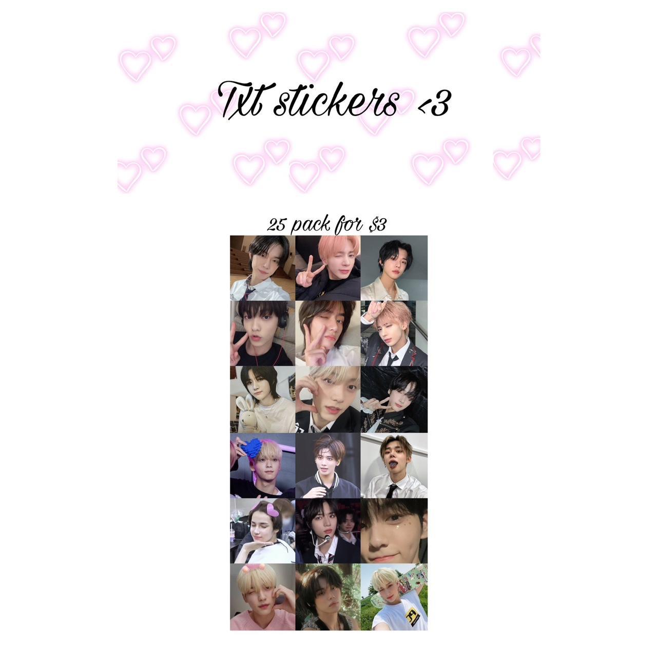 Kpop stickers Txt stickers! 18 in the pic but add 7... - Depop