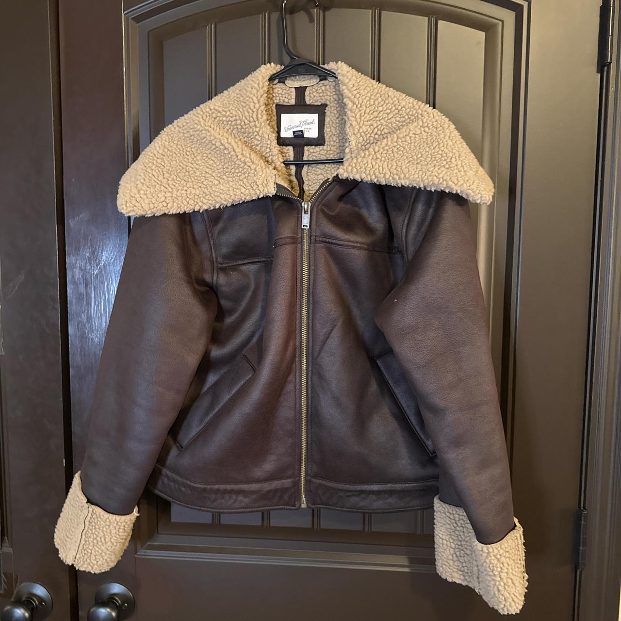 Universal Thread Large Fluffy Coat Brown and Cream... | Depop