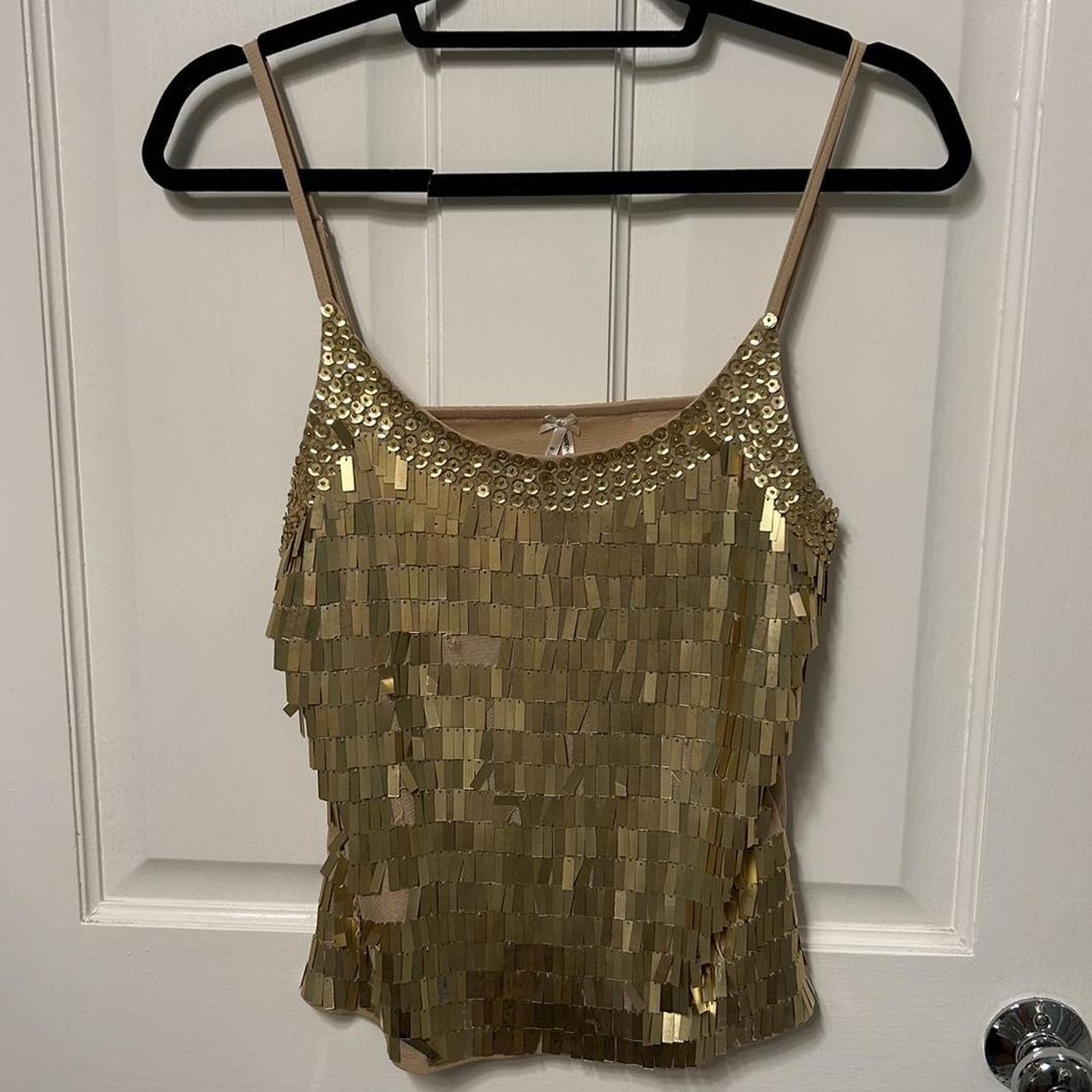 Gold Sequin Tank Such a fun tank top!! Perfect for... - Depop