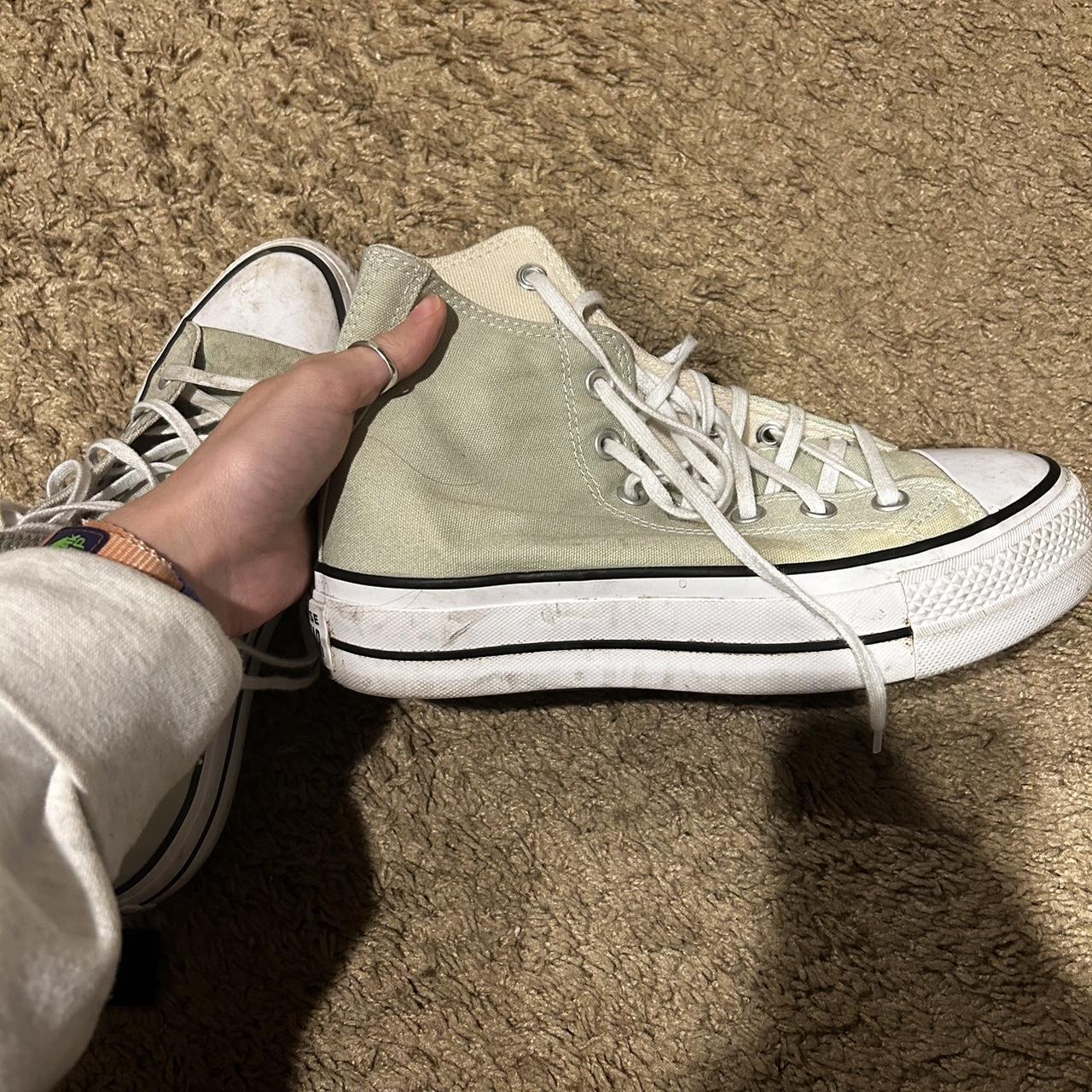 Sage Green converse - platform high tops - women’s... | Depop