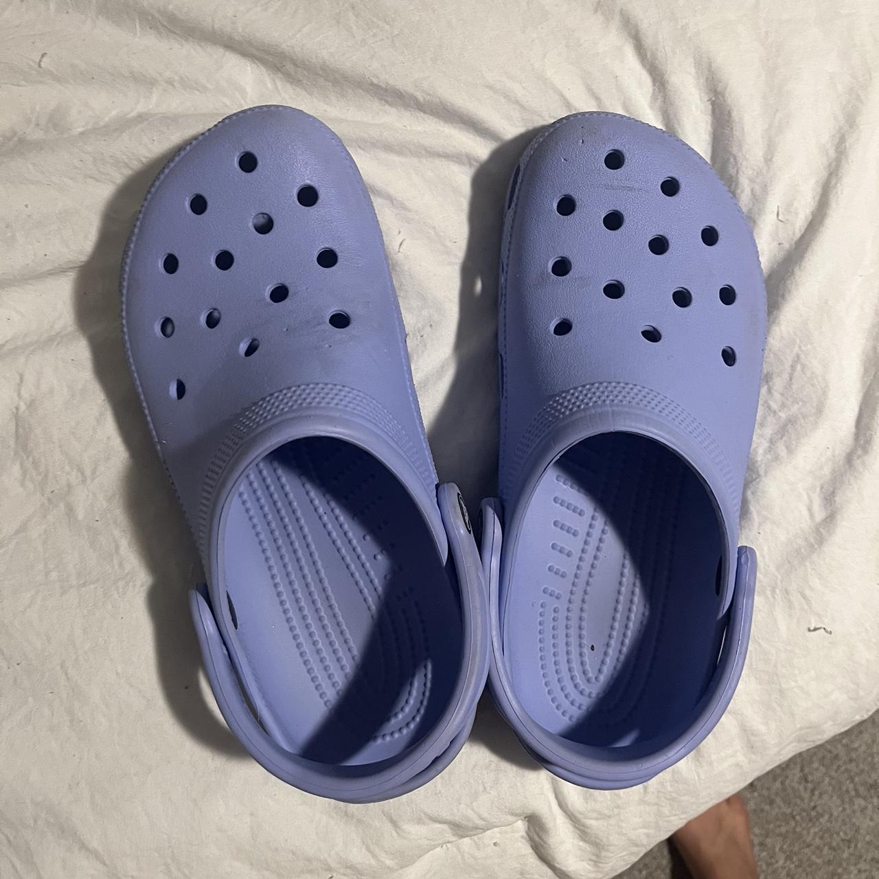 lilac purple crocs wmns size 9 mens 7 gently worn,... - Depop