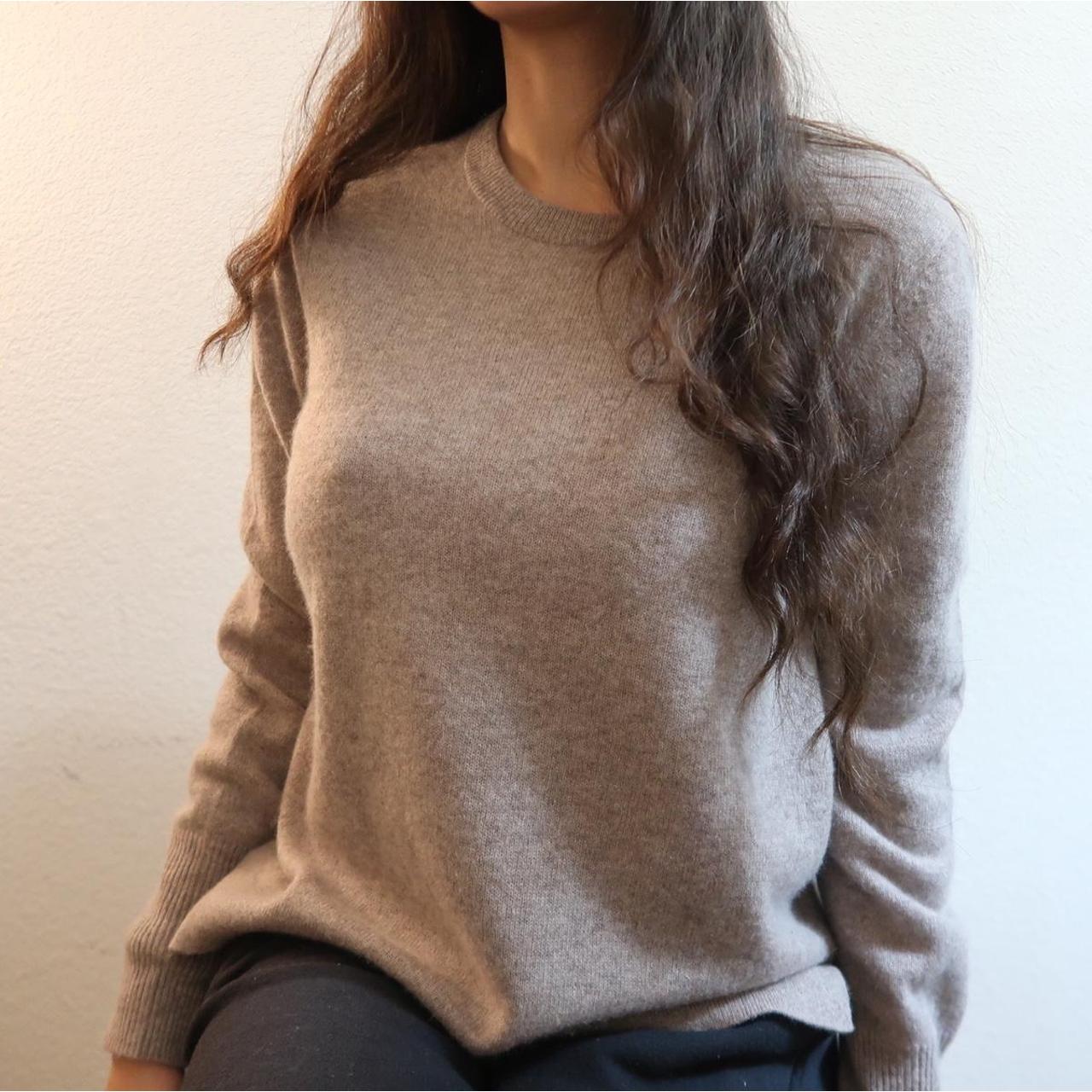 This classic beige cashmere sweater is timeless.... - Depop