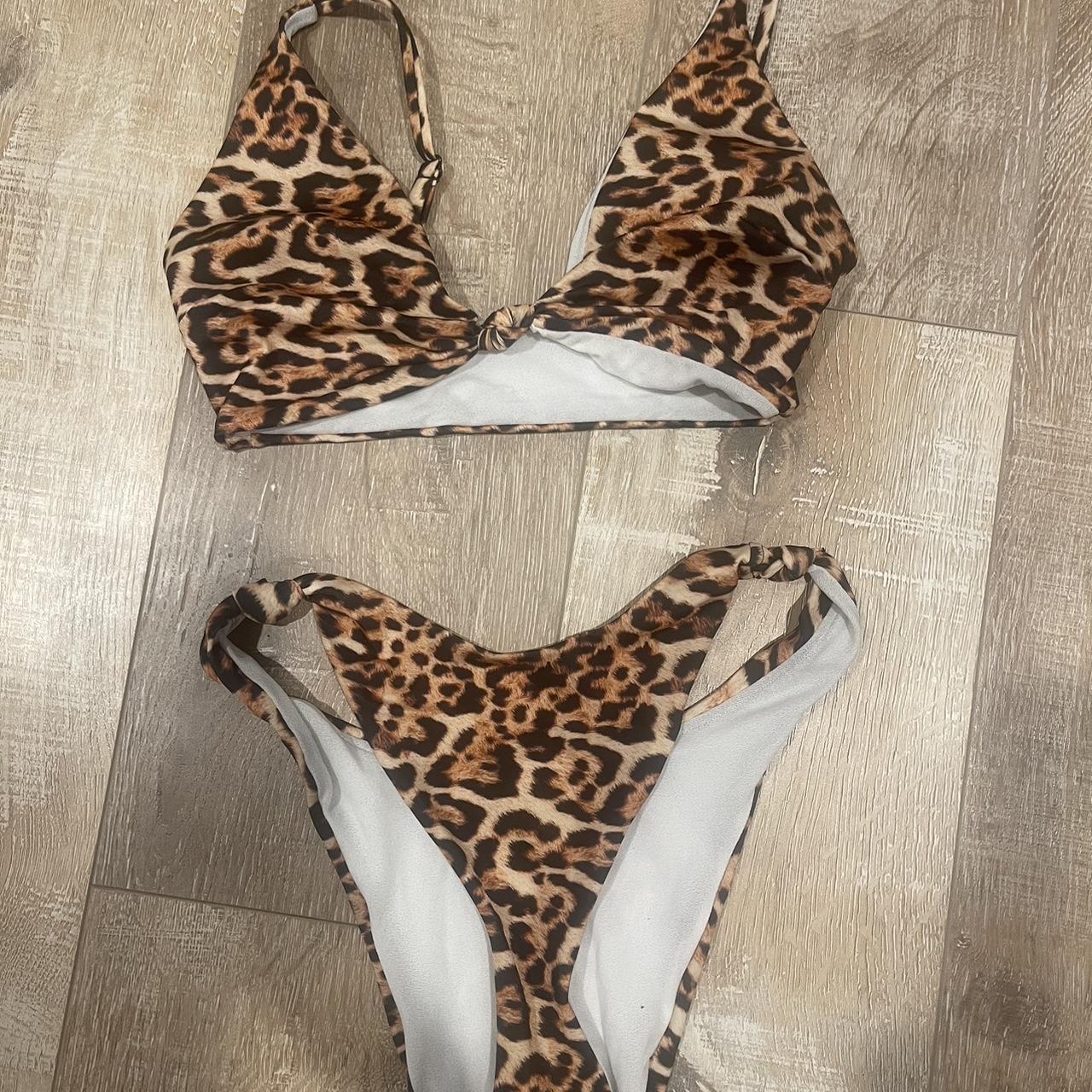 ASOS cheetah leopard print high-waisted bikini Size... - Depop