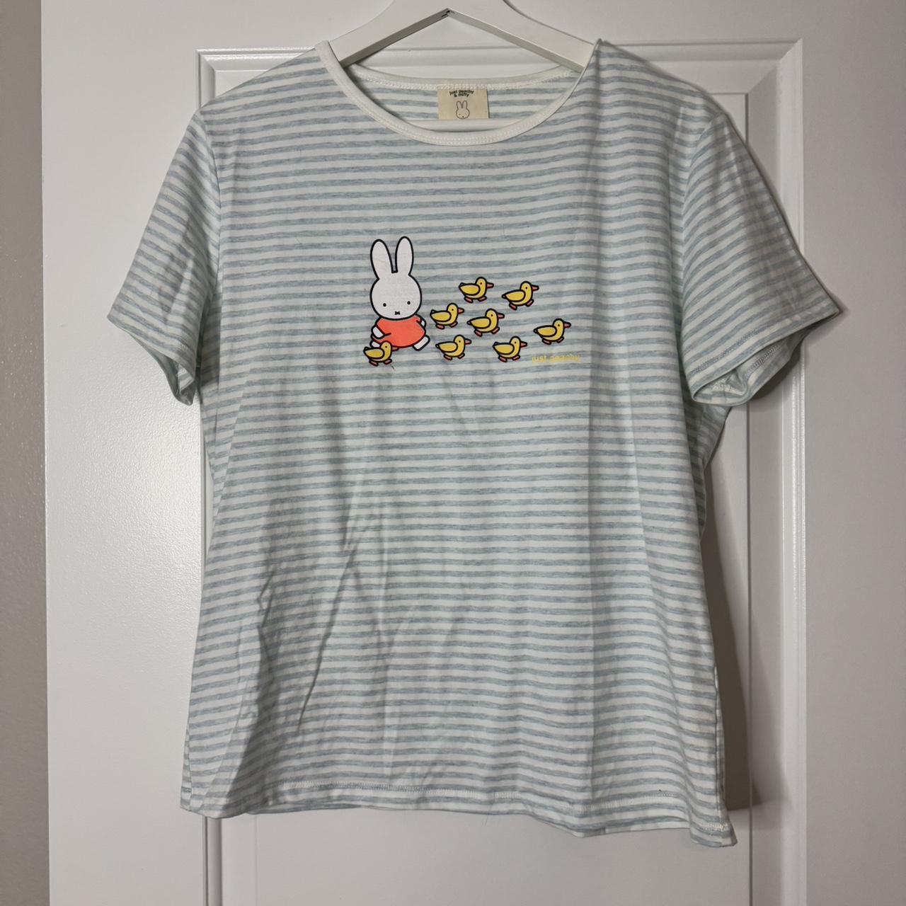 Just Peachy x Miffy collab striped tee. Size XL.... | Depop