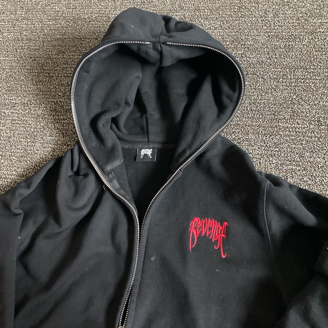 Revenge Men's Black and Red Hoodie | Depop