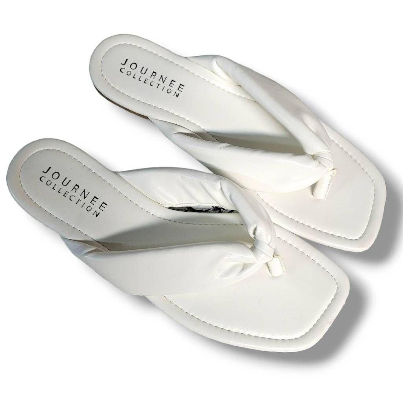 Journey Collection white square toe sandle thick... - Depop